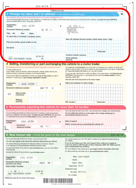 Change Address On A V5C Log Book Scrap Car Comparison